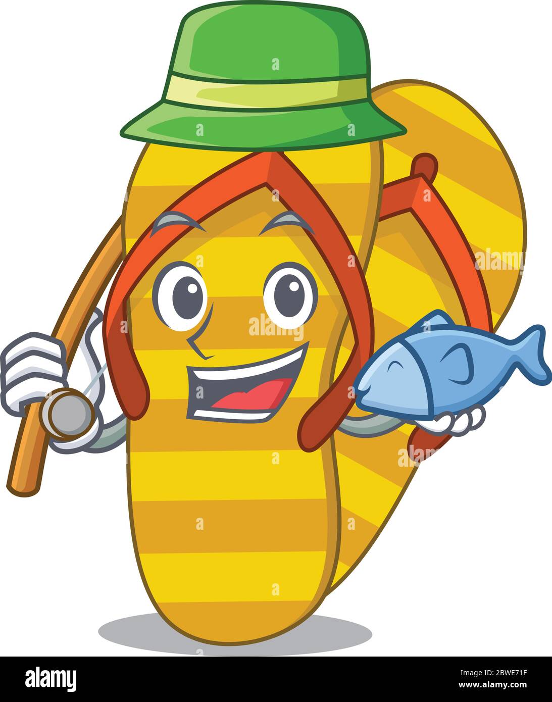 Cartoon design style of flip flops goes to fishing Stock Vector Image ...