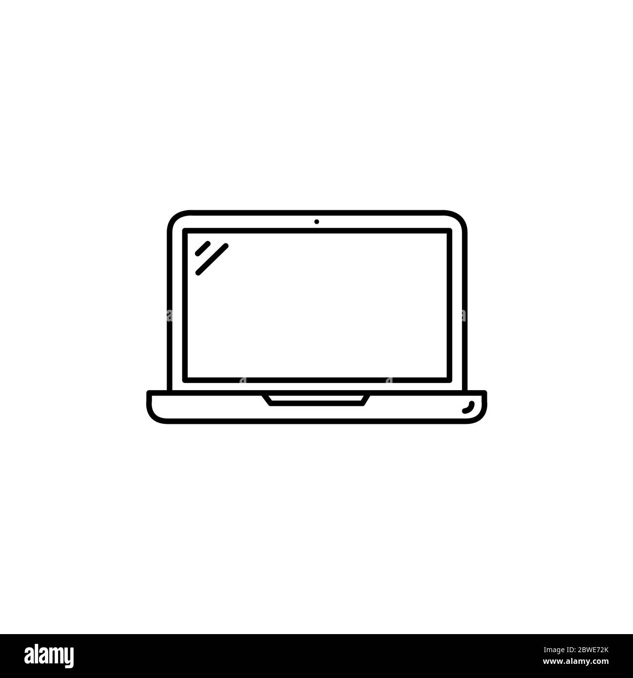 Laptop Line Icon In Flat Style Vector For App, UI, Websites. Black Icon ...