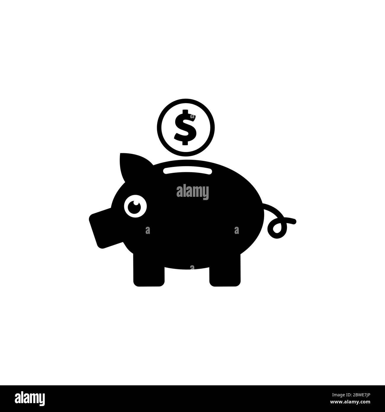 Piggy Bank Icon In Flat Style Vector For Apps, UI, Websites. Black Icon ...