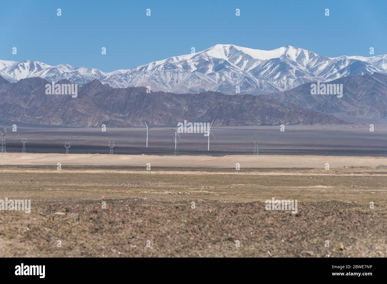 wind power plant on dry land Stock Photo - Alamy