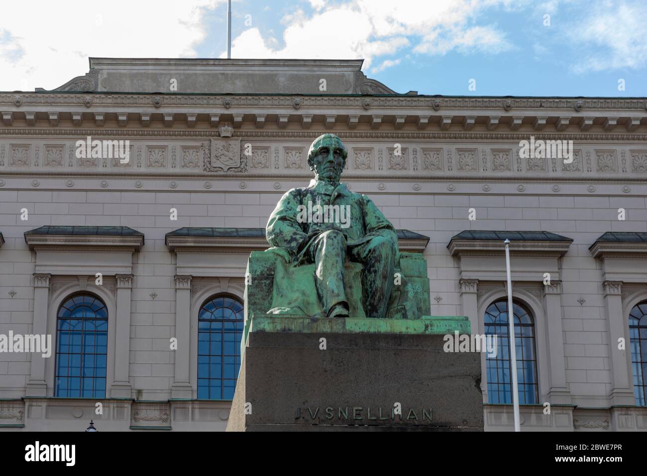 Bronze statue of J.V.Snellman in front of Finnish National Bank ...