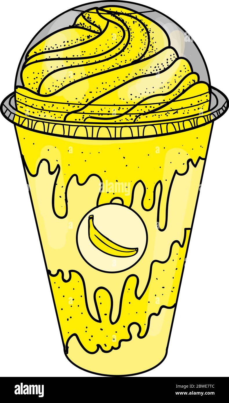 sketch banana shake with cream vector illustration Stock Vector Image ...