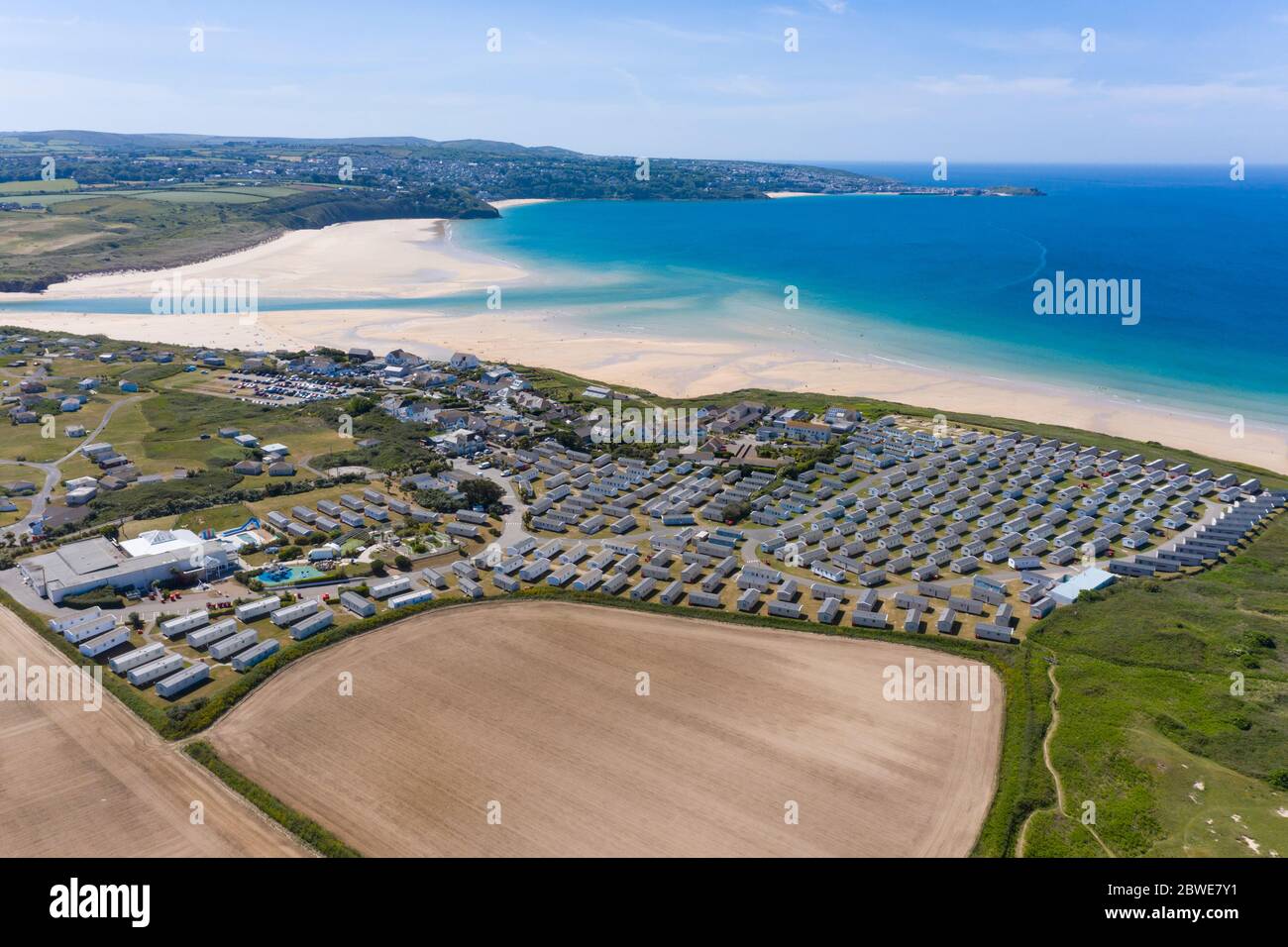 Aerial photograph of Hayle Beach, Cornwall, England Stock Photo - Alamy