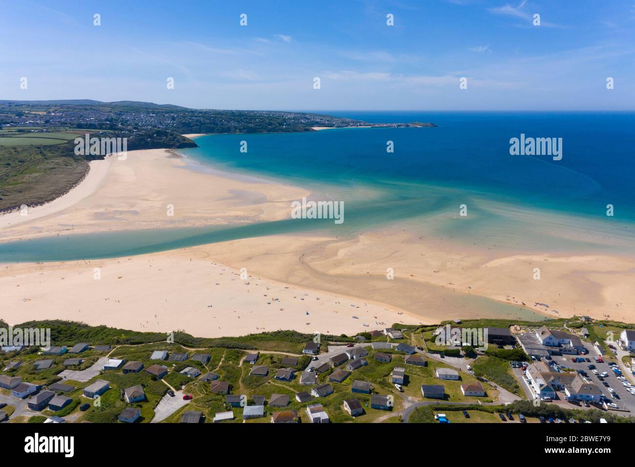 Aerial photograph of Hayle Beach, Cornwall, England Stock Photo - Alamy