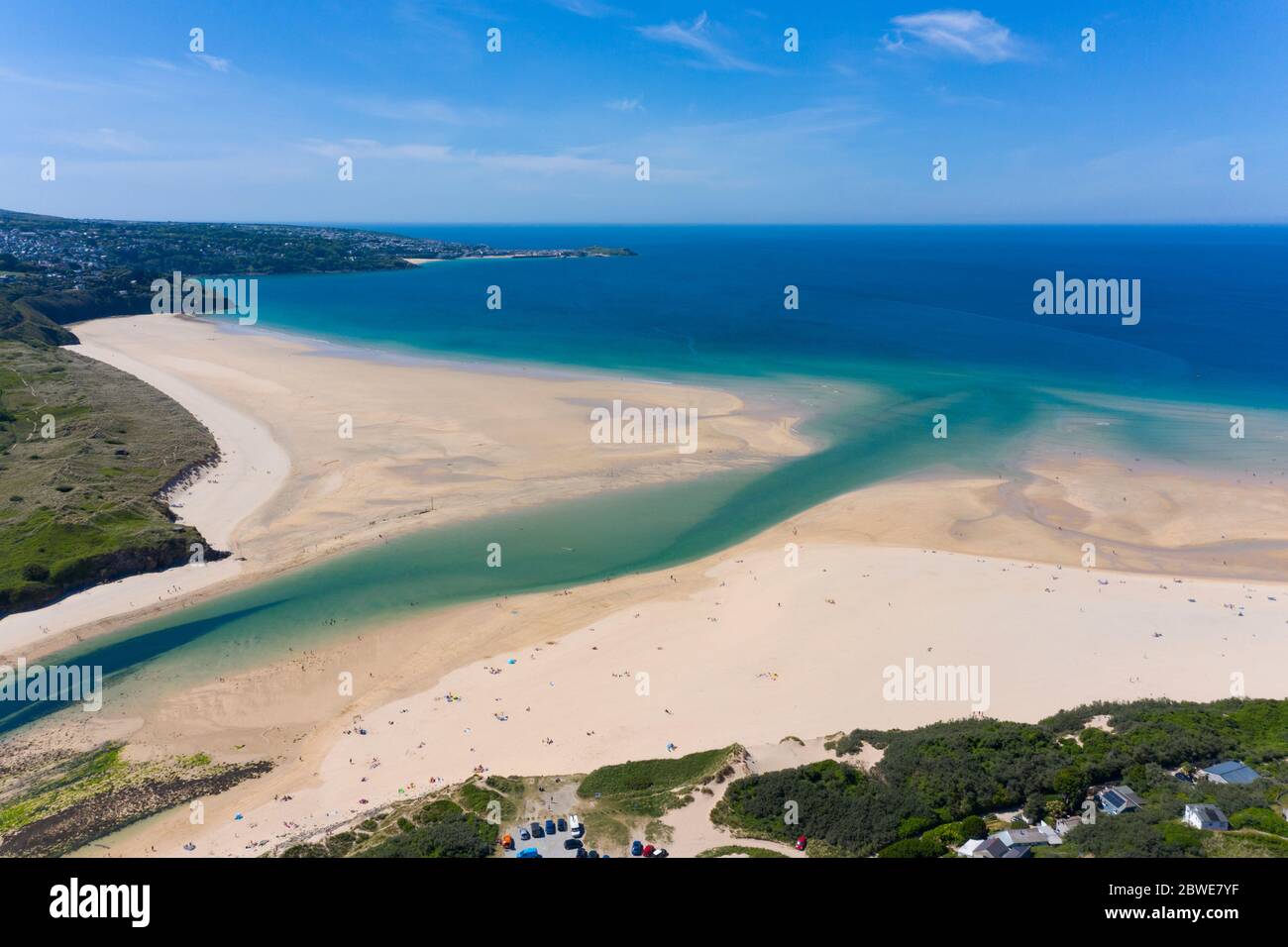 Aerial photograph of Hayle Beach, Cornwall, England Stock Photo - Alamy