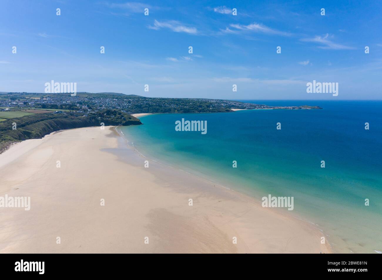 Aerial photograph of Hayle Beach, Cornwall, England Stock Photo - Alamy