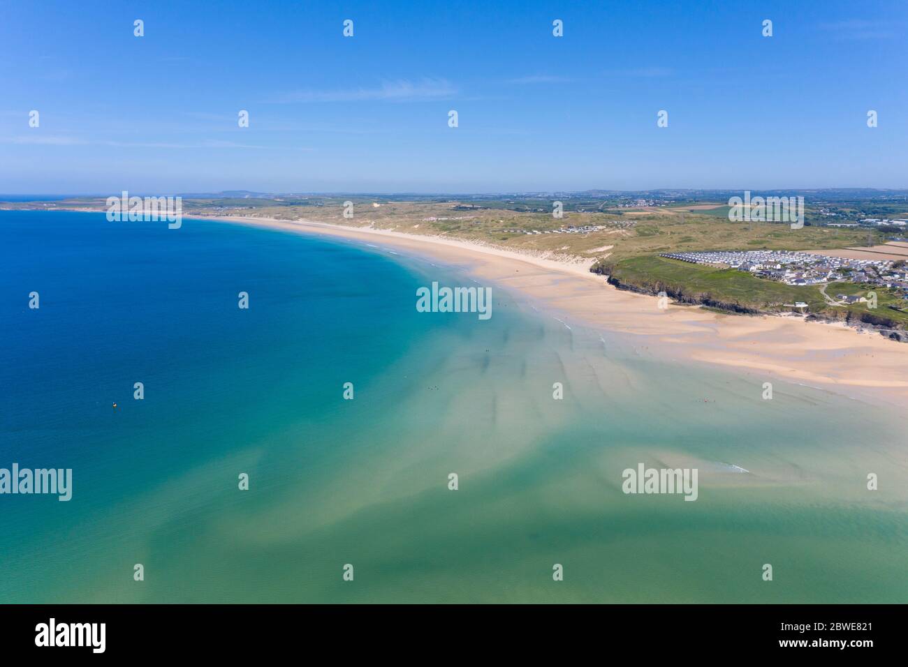 Aerial photograph of Hayle Beach, Cornwall, England Stock Photo - Alamy
