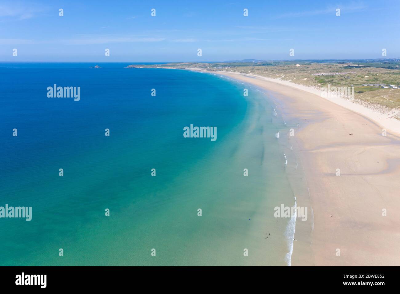 Aerial photograph of Hayle Beach, Cornwall, England Stock Photo - Alamy