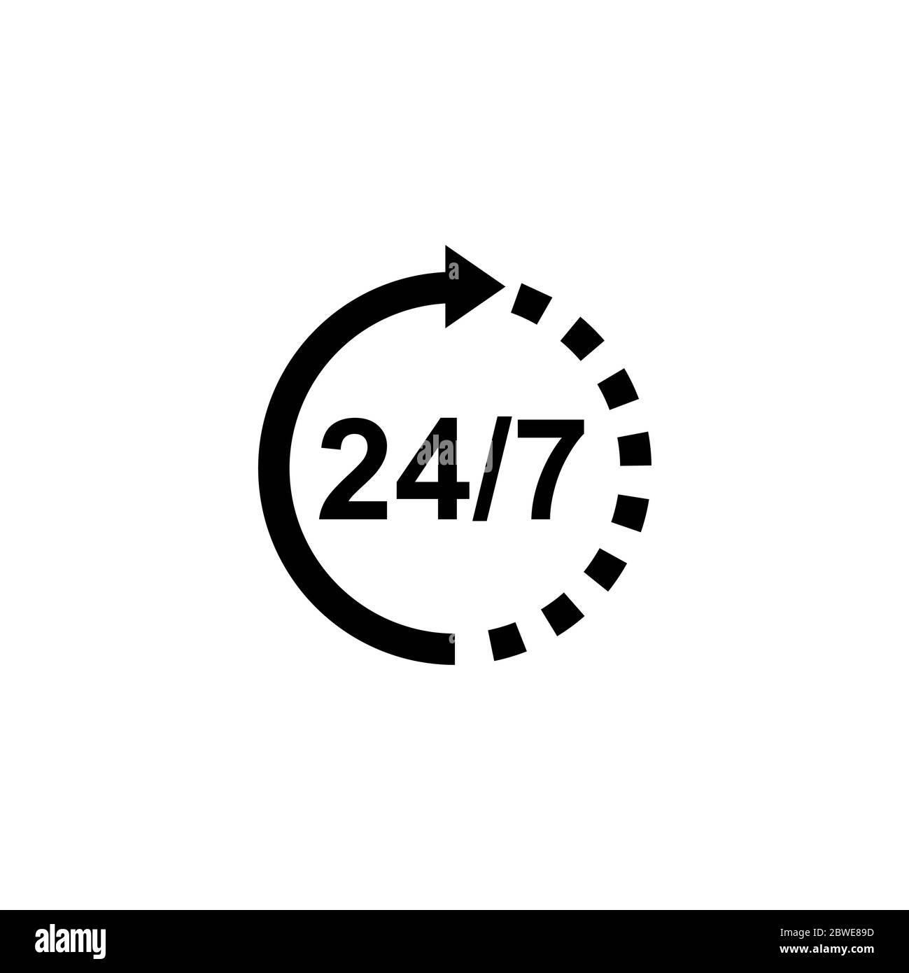 Support 24/7 Icon In Flat Style Vector For Apps, UI, Websites. Black ...