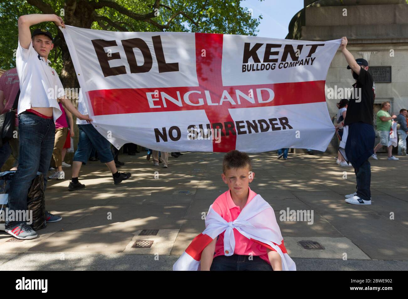 English Defence League (EDL) members on a March organised by group ...