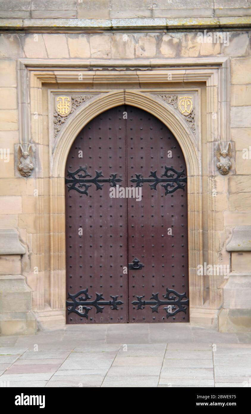 A Heavy Wooden Door at an Old Church Entrance Stock Photo - Alamy