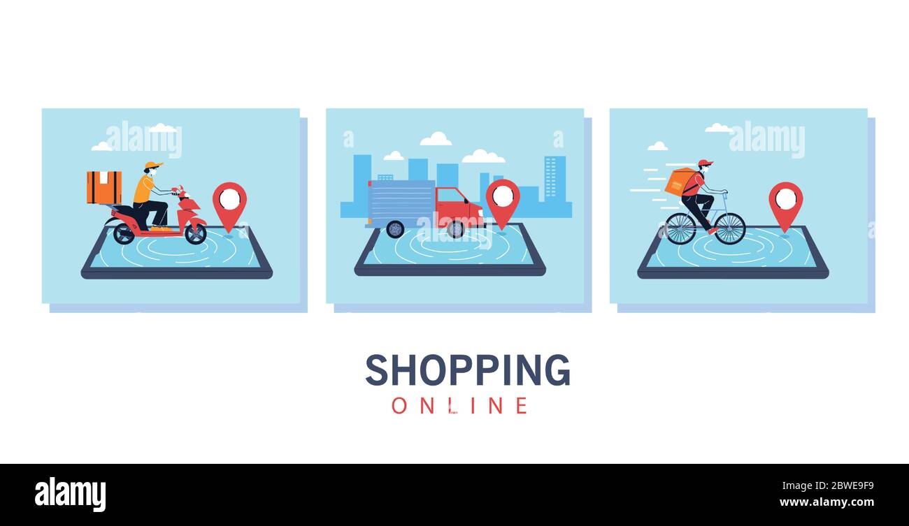 set ofo icons delivery service, transportation and logistics of digital ...