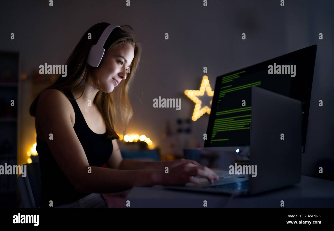 Portrait of a blond pretty woman with black leather jacket, isolated on ...