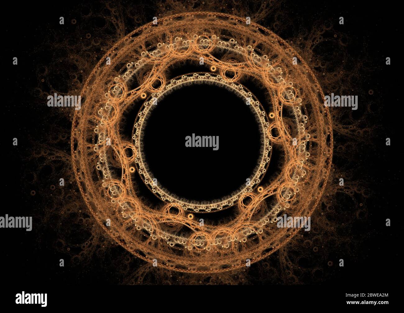 Brown abstract round fractal lines on black Stock Photo - Alamy