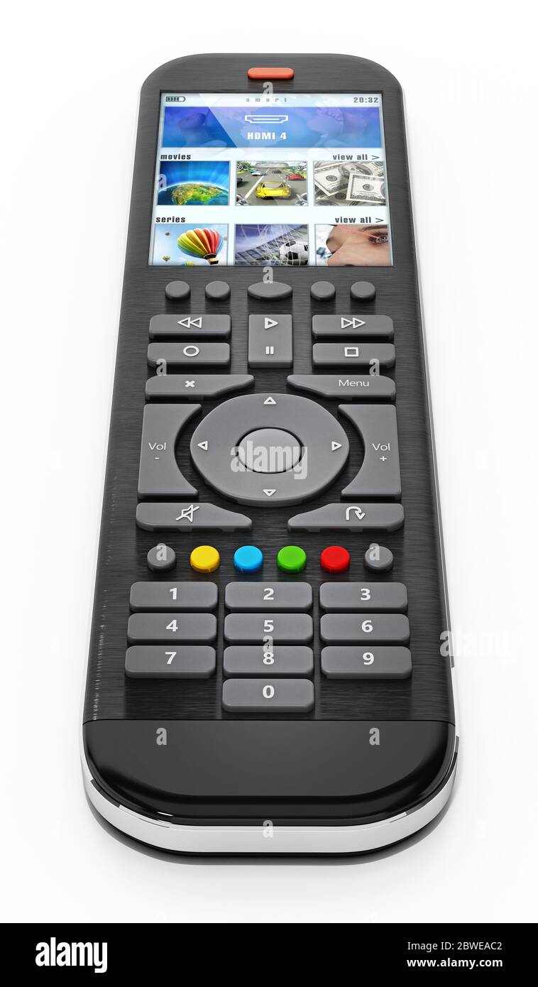 Generic modern smart TV remote control with color display. 3D ...