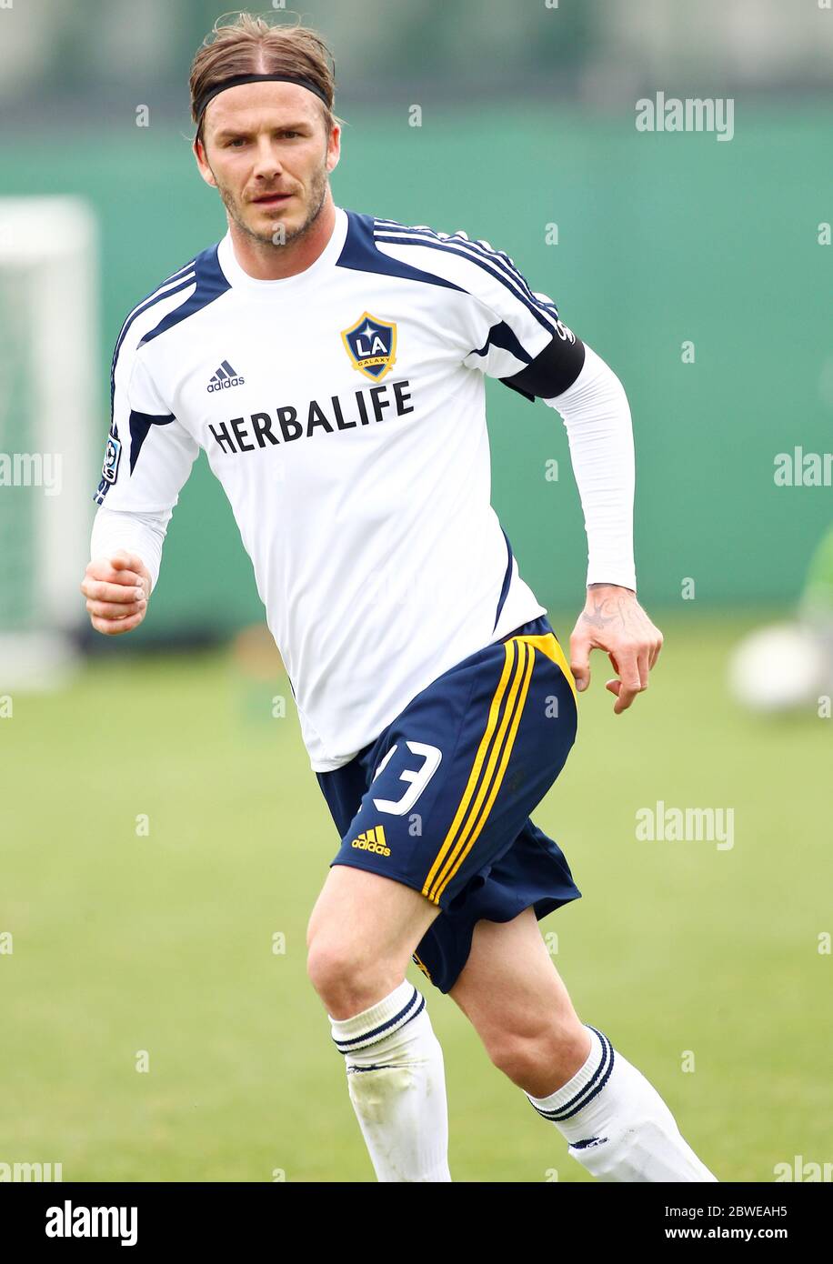 David Beckham in action for the Los Angeles Galaxy v Portland Timbers ...