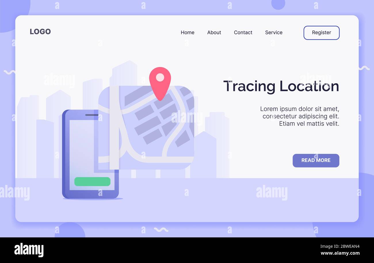 Tracing Location campaign concept for website template landing or home ...