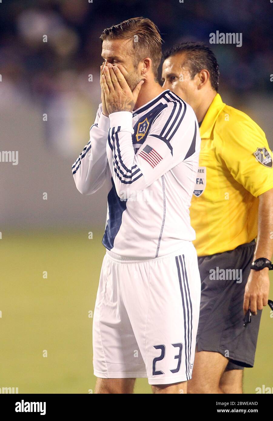 Football action kicking david beckham hi-res stock photography and ...