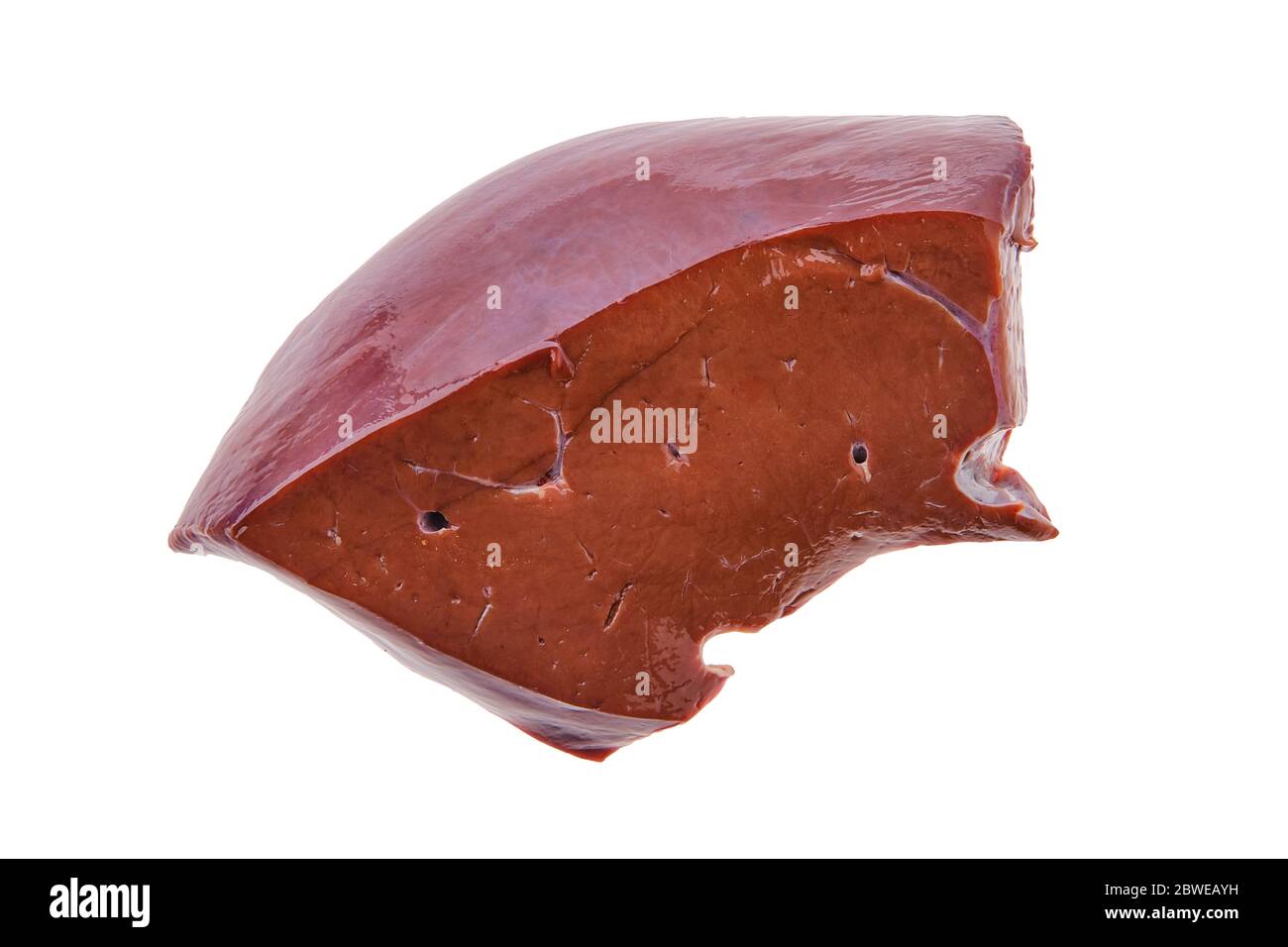 Raw fresh beef liver isolated on white background Stock Photo - Alamy