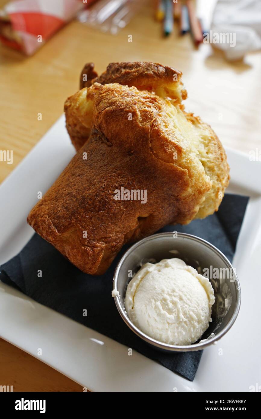 Close up crispy bread toast served with clotted cream curd Stock Photo ...
