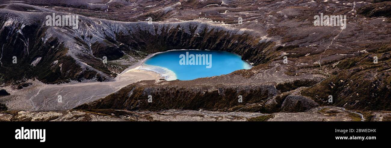 Aerial view of Lower Tama Lake, North Island, New Zealand, Oceania ...