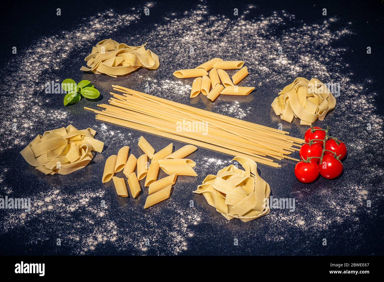 various types of pasta from the Italian Toscana Stock Photo - Alamy