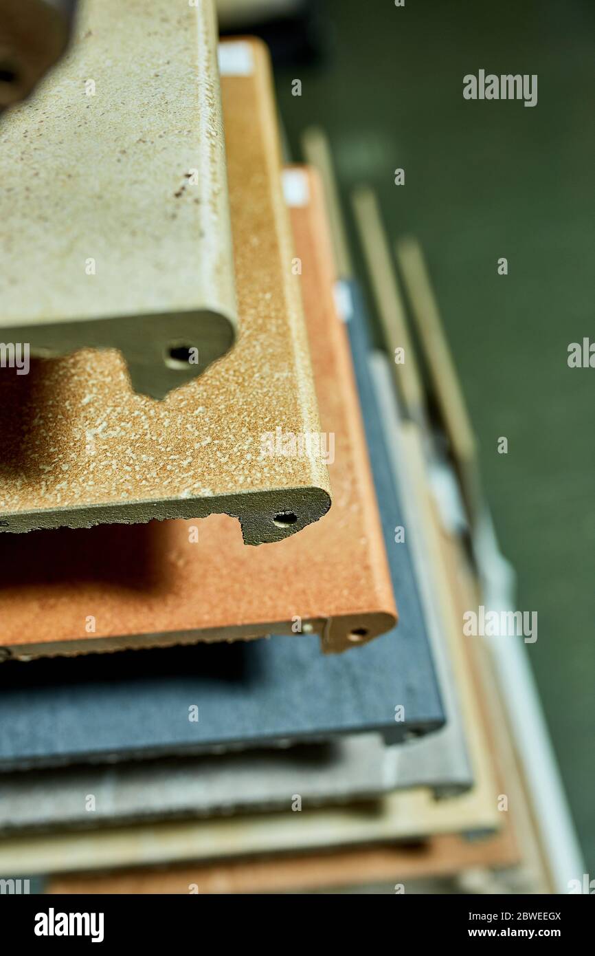 Various decorative tiles samples. Colorful samples of a stone tile in ...