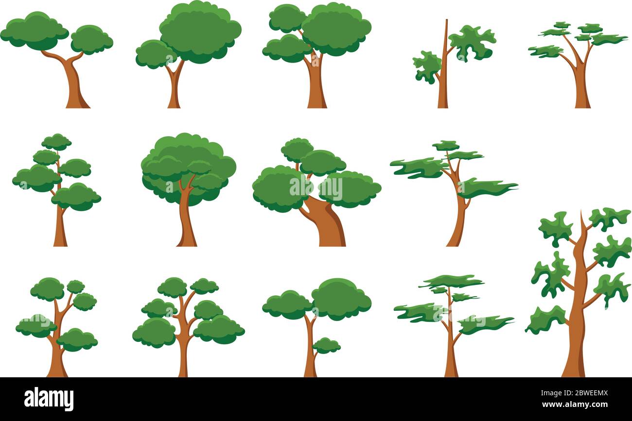 Tree Plant Green Nature Ecology Icon Symbol Set Stock Vector Image ...