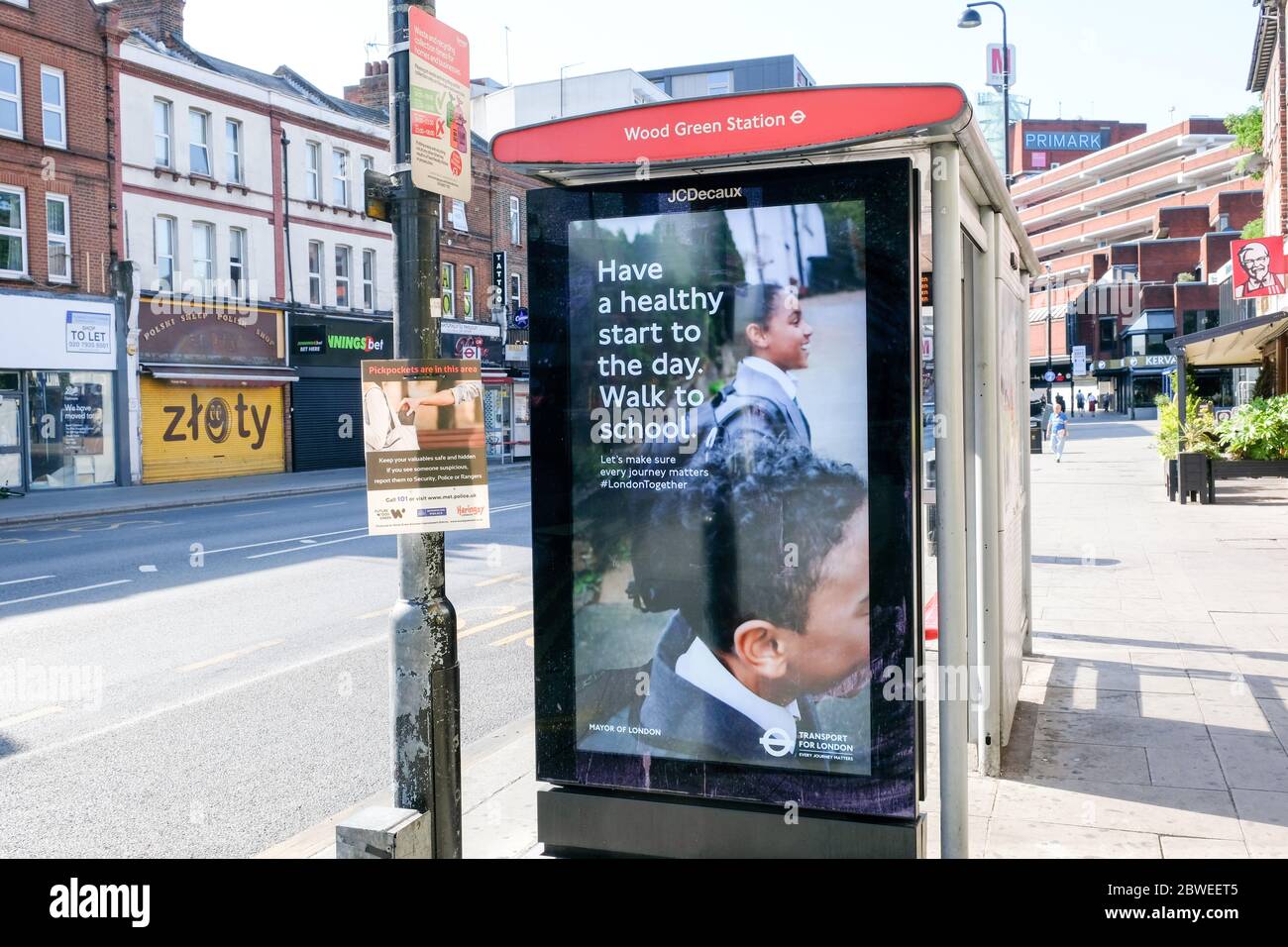 Wood Green, London, UK. 1st June 2020. Coronavirus: TFL adverts, people ...
