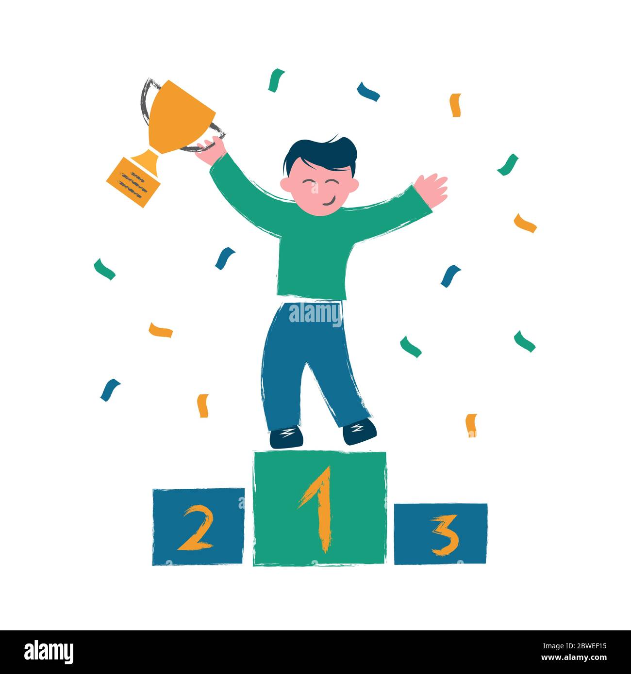 Vector illustration, flat style, business success, leadership, awards ...