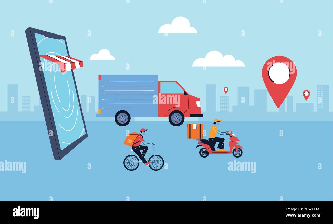 delivery service, transportation and logistics of digital shopping ...
