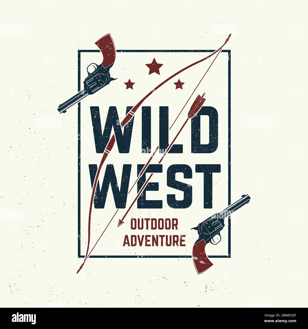 Wild west badge, t-shirt with indian warrior arrow, bow and gun. Vector ...