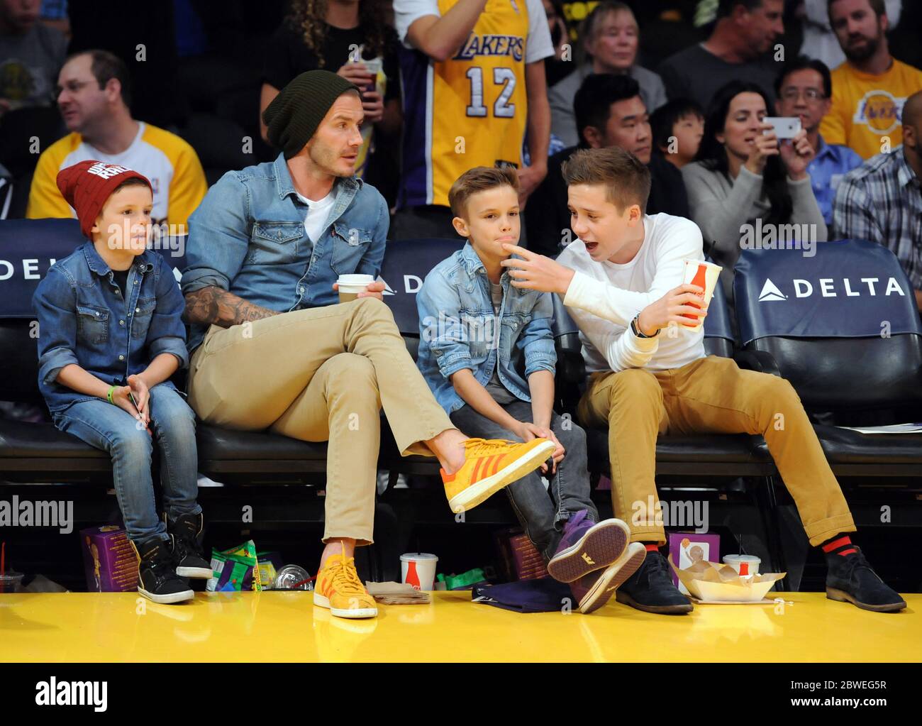 David Beckham Kids At Lakers Game