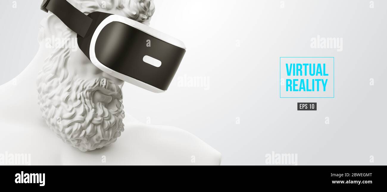 VR headset technology concept. 3d render of the statue of Hercules ...