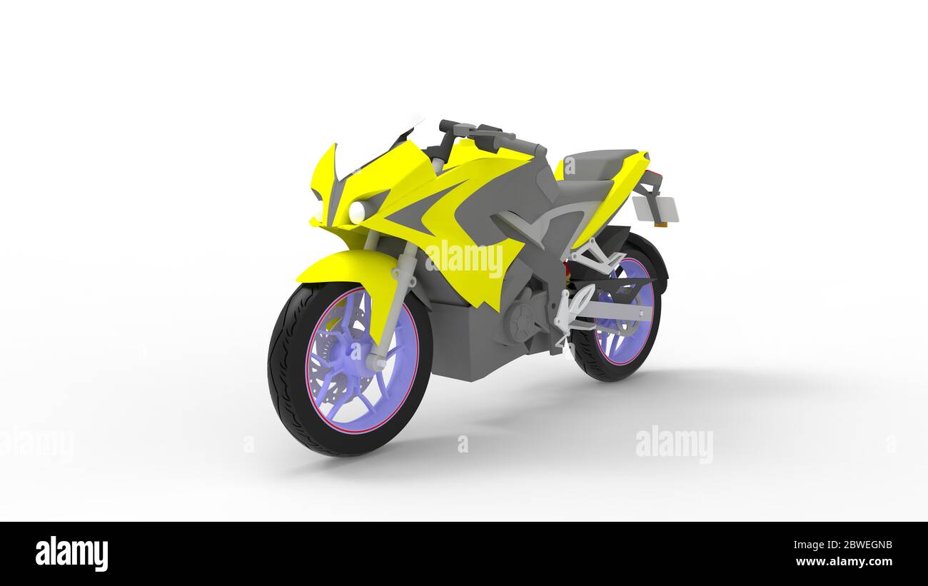 3D rendering of a motorcycle bike moto isolated on white studio ...
