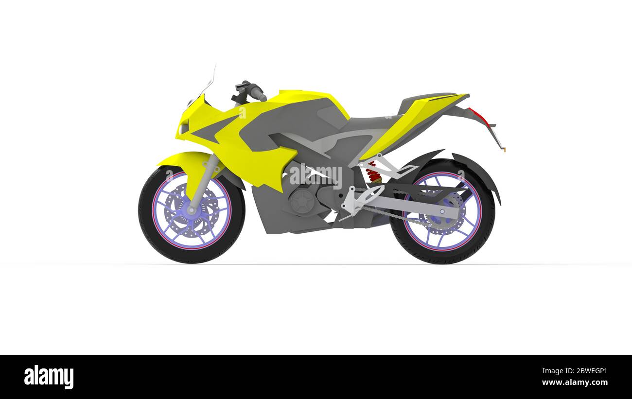 3D rendering of a motorcycle bike moto isolated on white studio ...