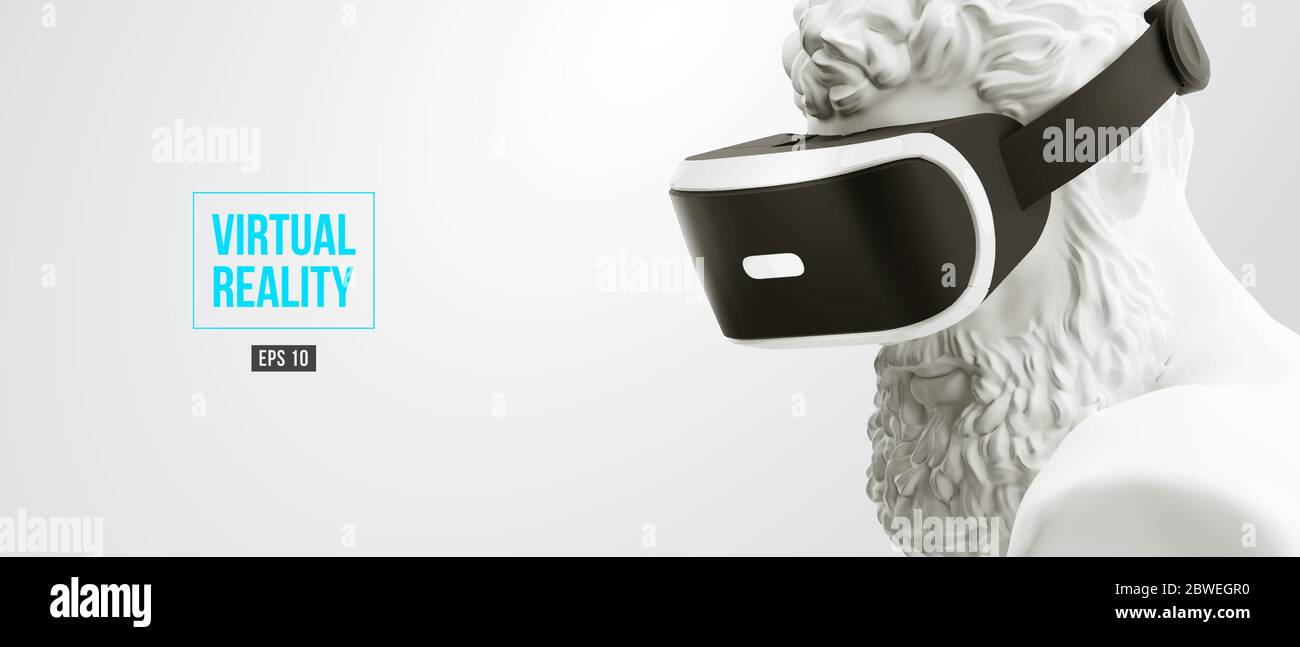 VR headset technology concept. 3d render of the statue of Hercules ...