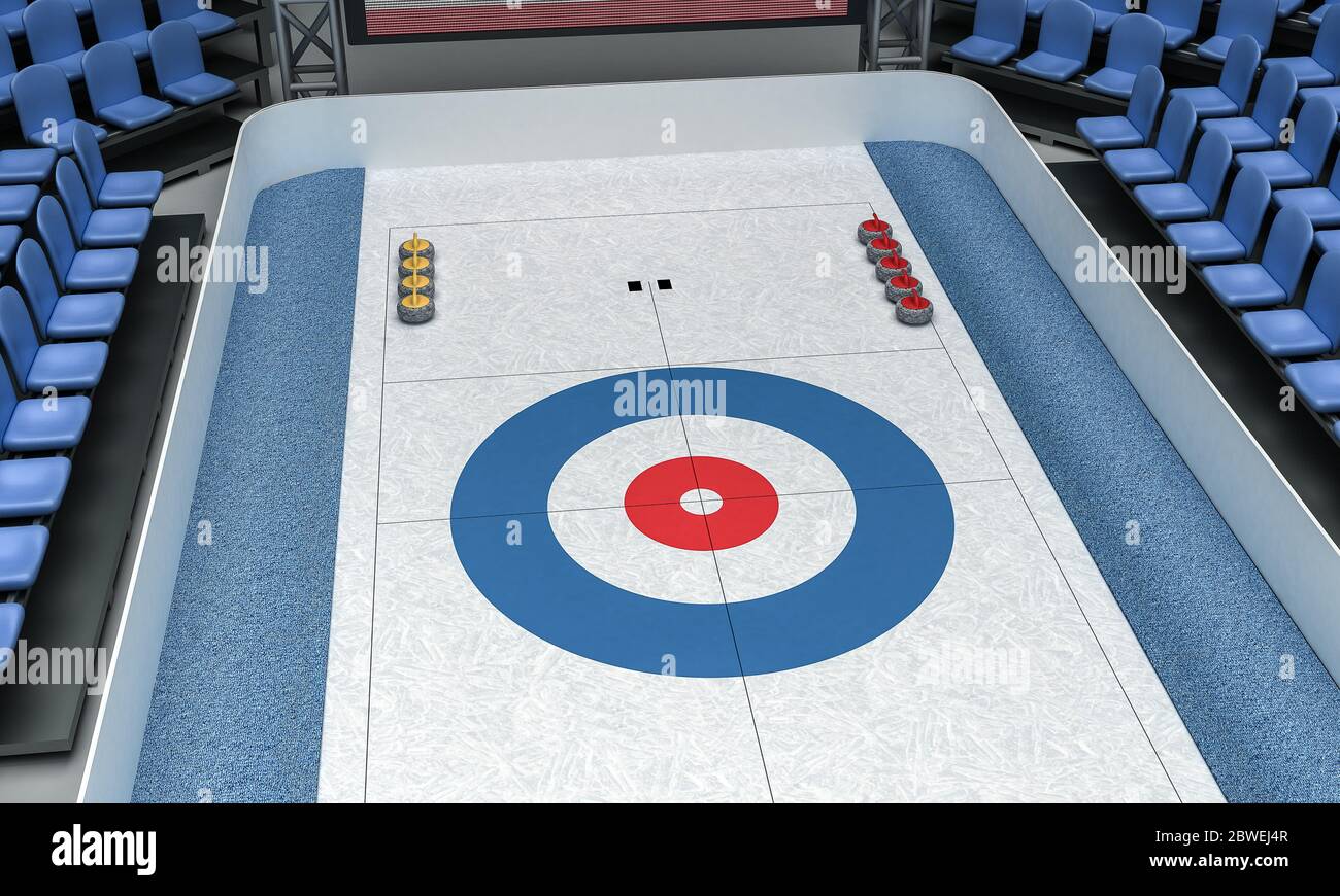 3D Render of Ice arena for playing curling Stock Photo - Alamy