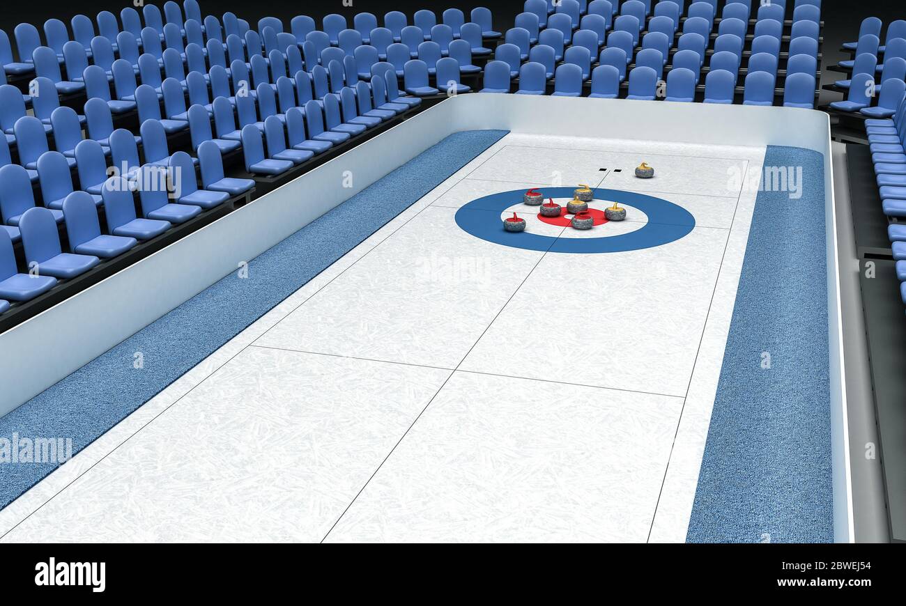 3D Render of Ice arena for playing curling Stock Photo - Alamy