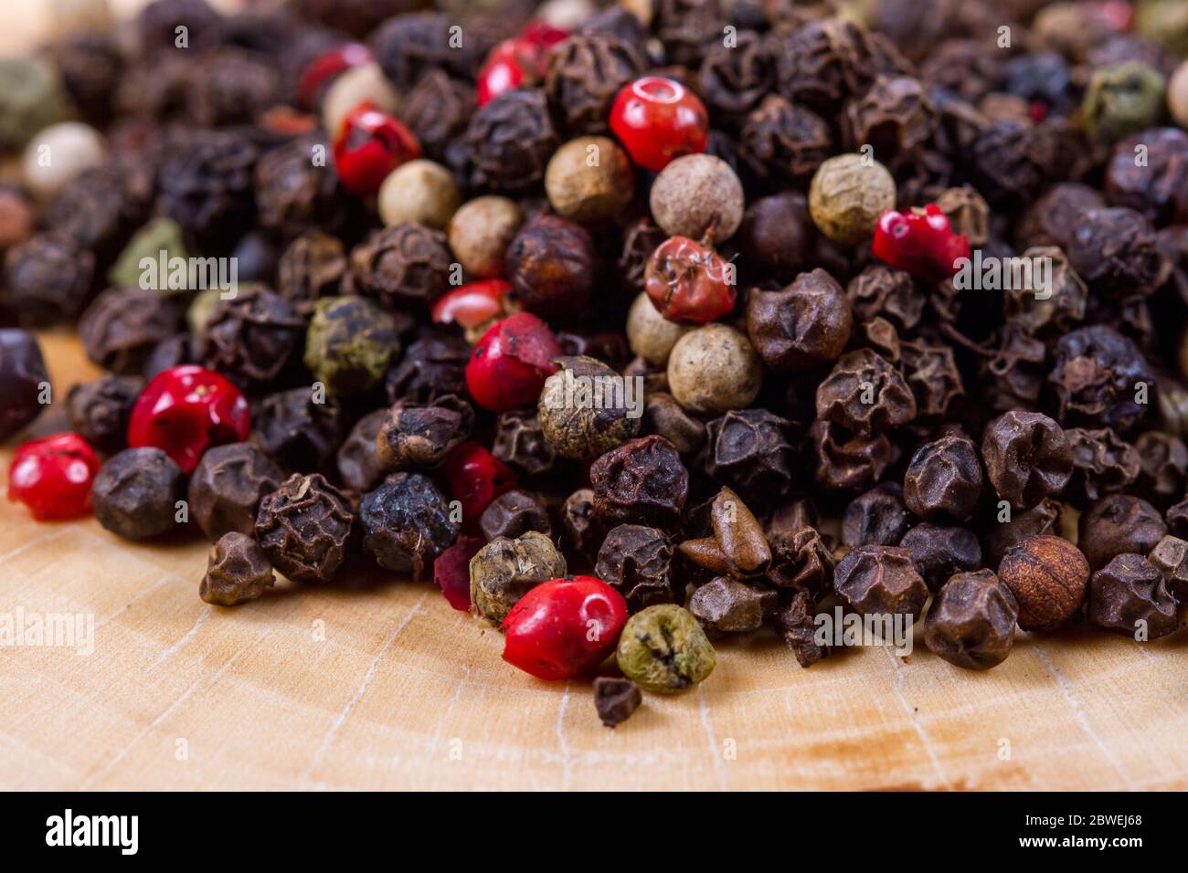 Pepper mix peas closeup on the table. Spice. Healthly food Stock Photo ...