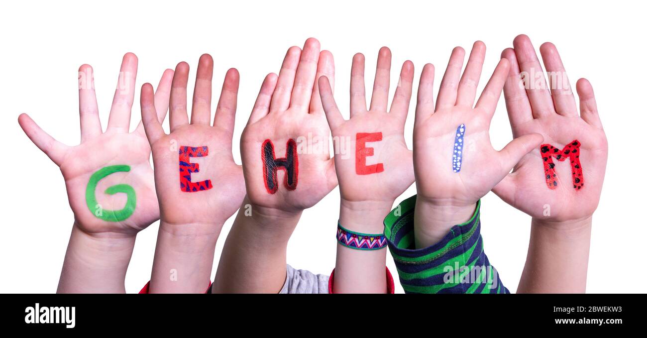 Children Hands Building Word Geheim Means Secret, Isolated Background ...