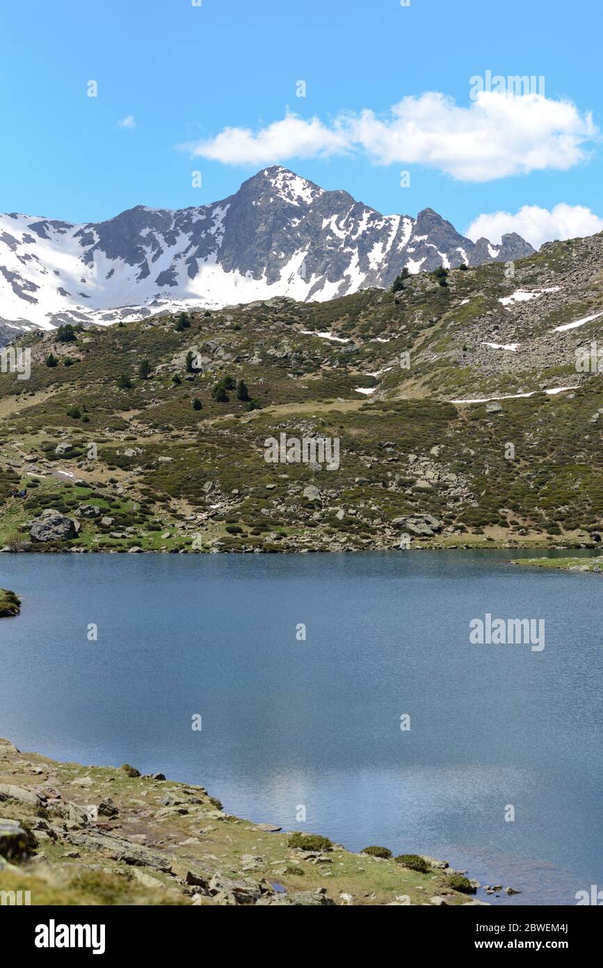 Beautiful view hiking in the Andorra Pyrenees Mountains in Ordino, near ...