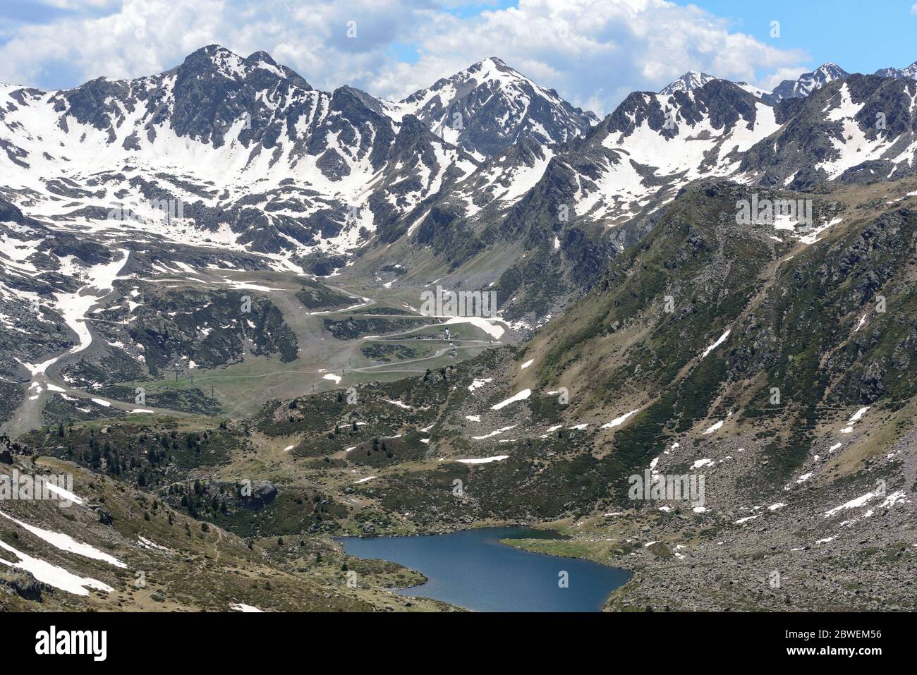 Beautiful view hiking in the Andorra Pyrenees Mountains in Ordino, near ...