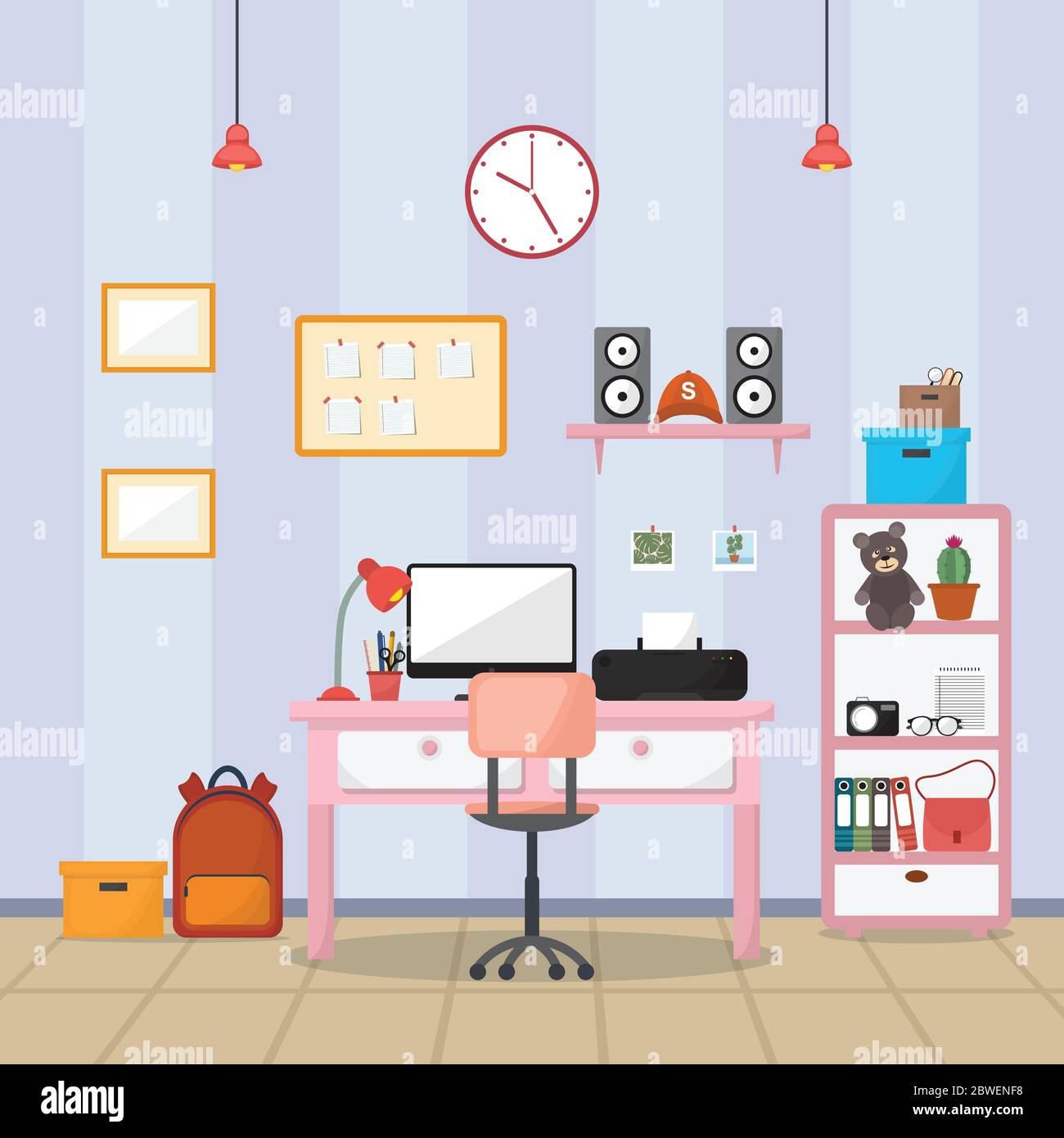 Study room desk Stock Vector Images - Alamy