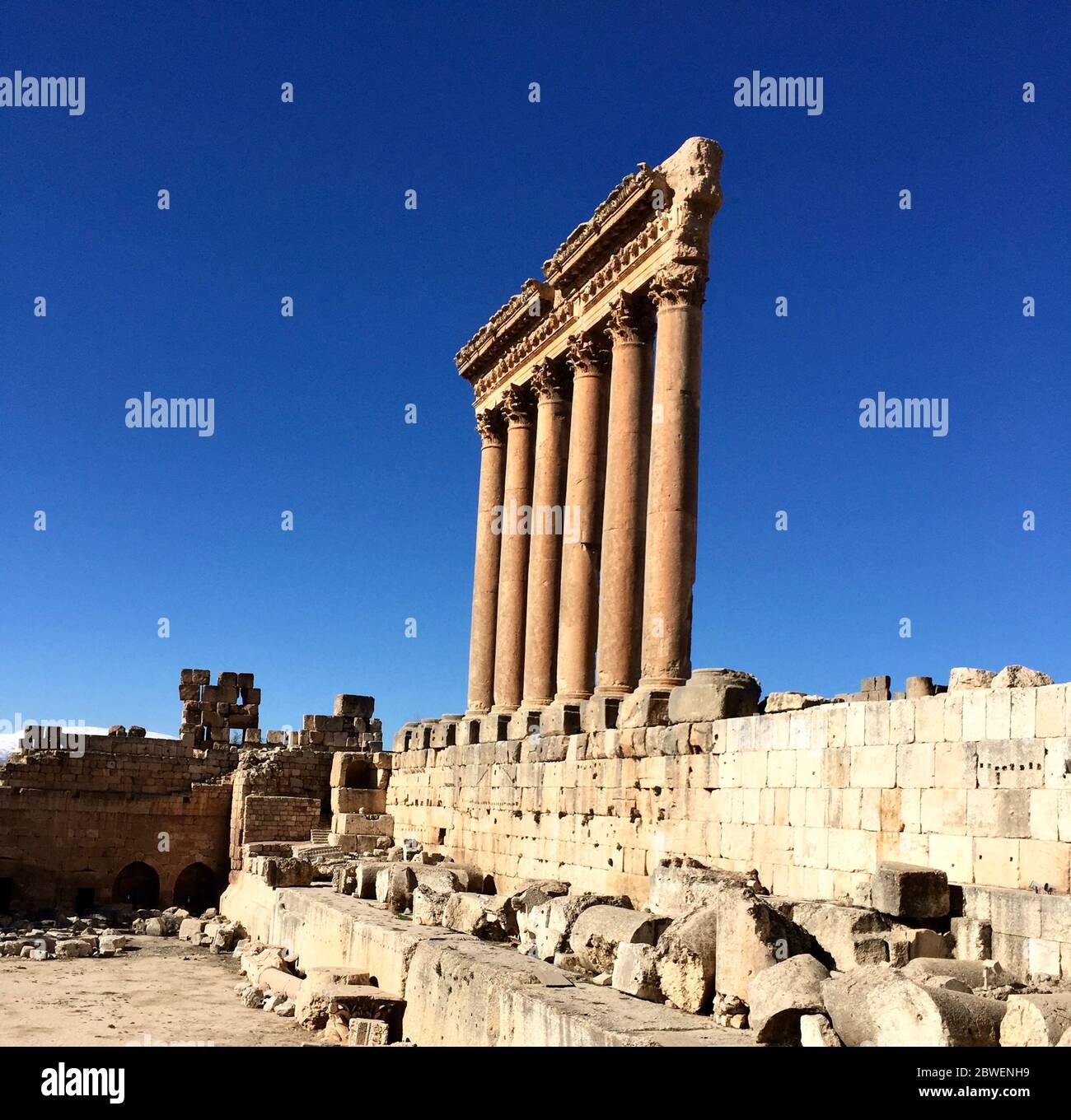 Baalbek, Lebanon, the remaining columns of the Temple of Jupiter ...