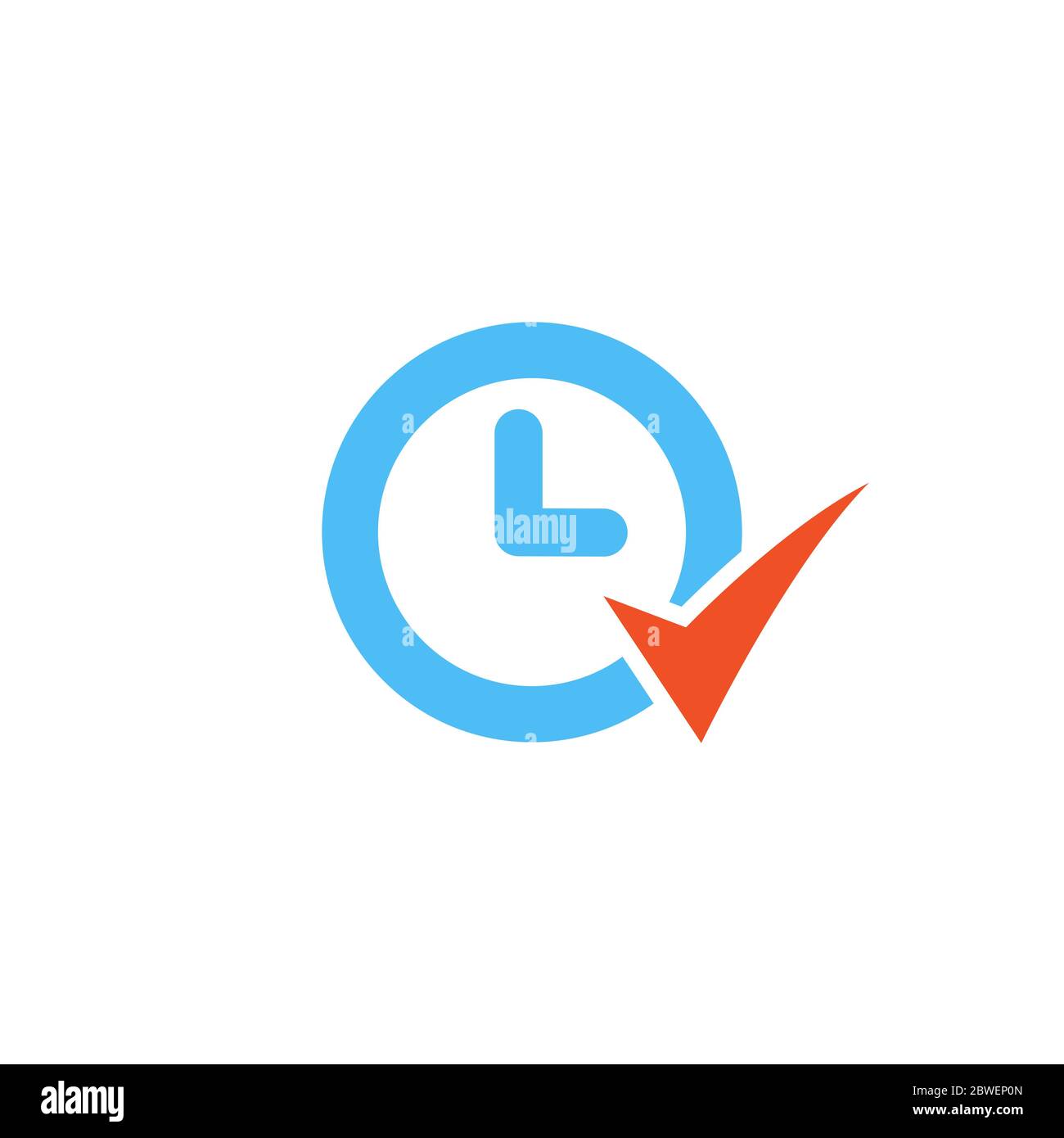 Vector illustration of timing concept with clock and check mark icon ...