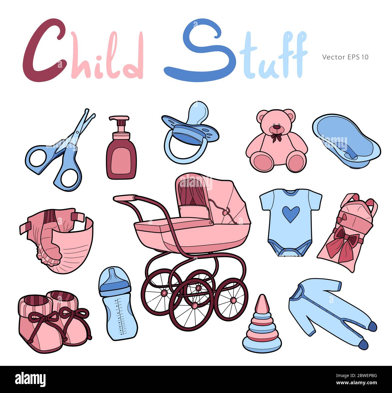 Baby in pram Stock Vector Images - Alamy