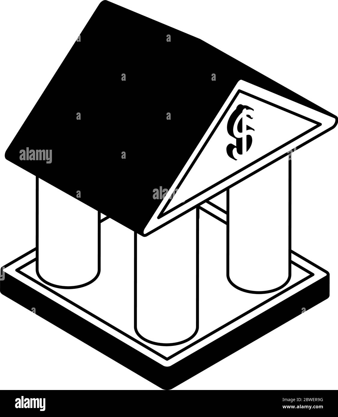 Bank building isometric line hi-res stock photography and images - Alamy