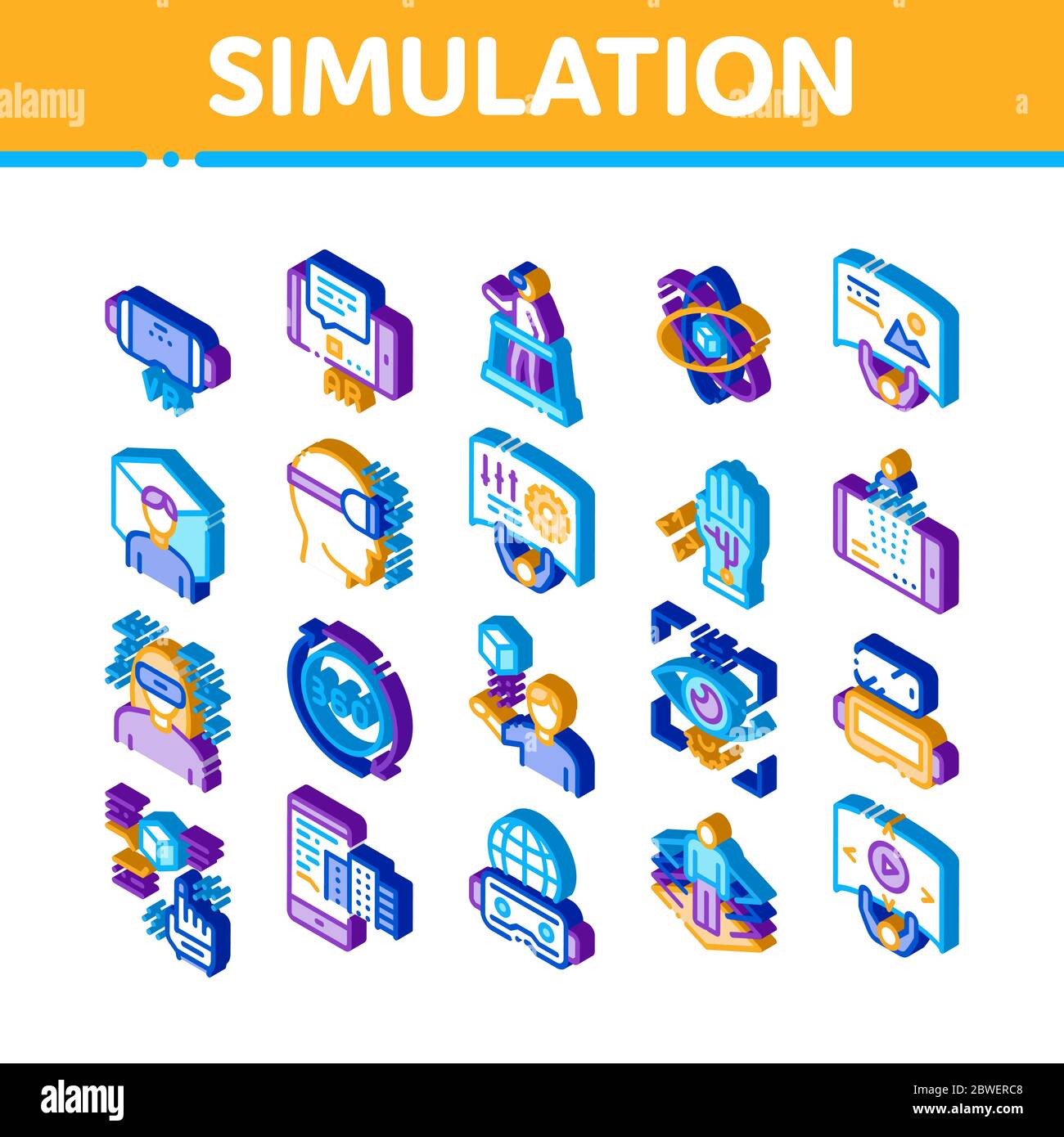 Simulation Equipment Isometric Icons Set Vector Stock Vector Image ...