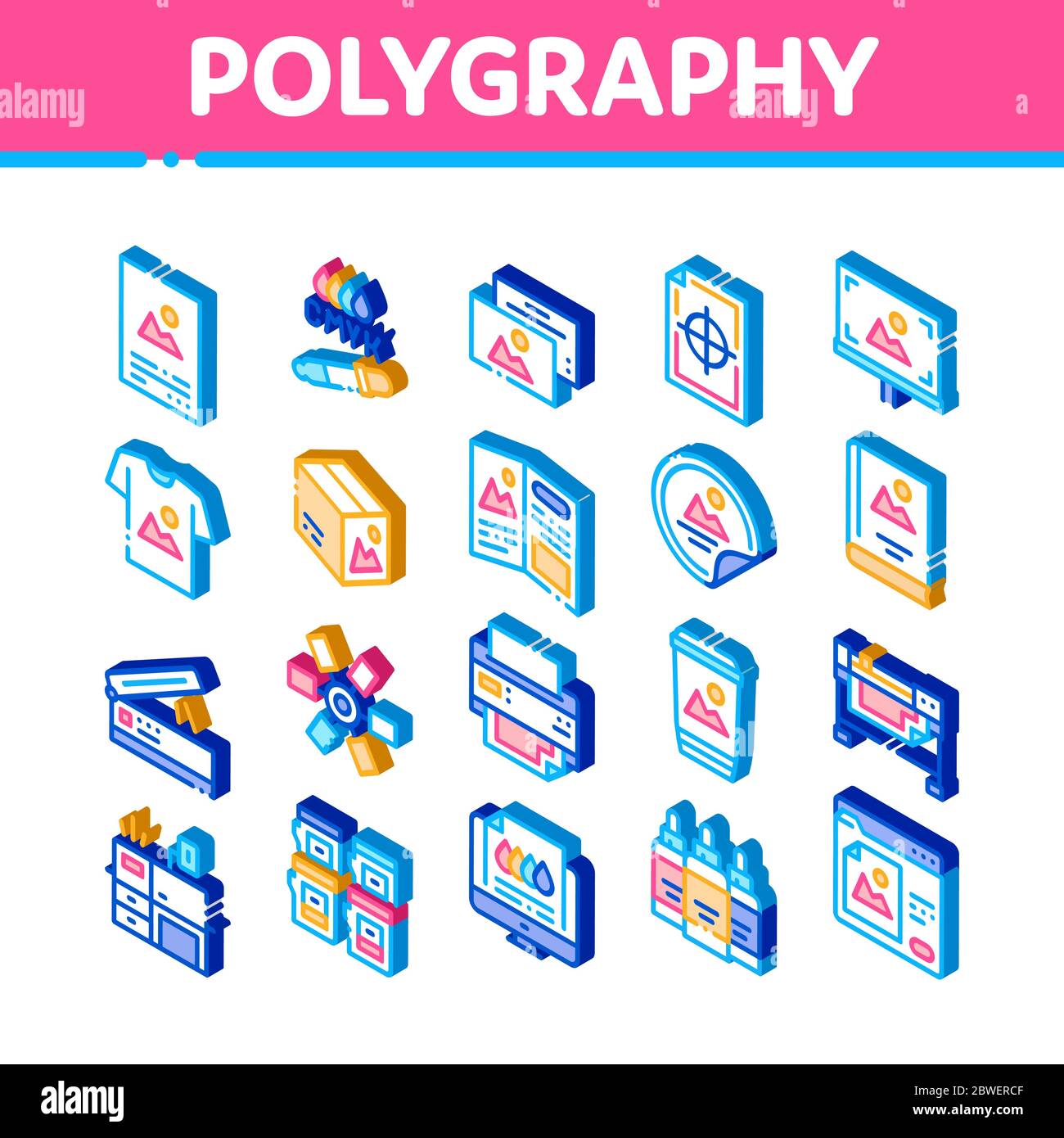 Polygraphy Printing Service Isometric Icons Set Vector Stock Vector Image & Art - Alamy